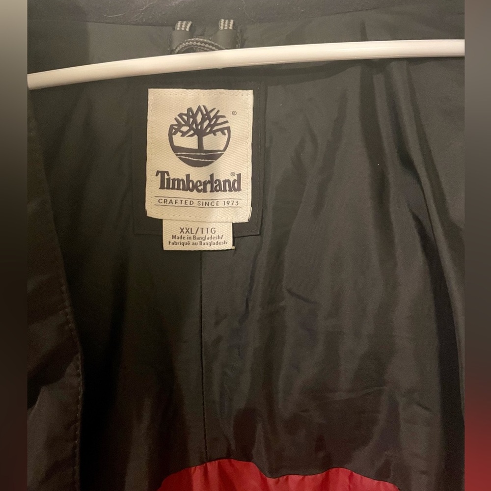 Timberland Black & Red/Burgundy Puffer Jacket With Ho… - Gem